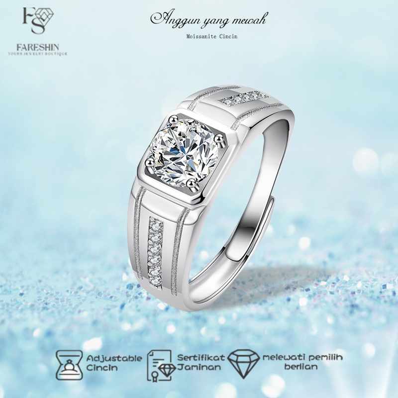 Jual Cincin Pria Lapis Emas 18K Anggun Yang Mewah Moissanite Cincin Mas ...