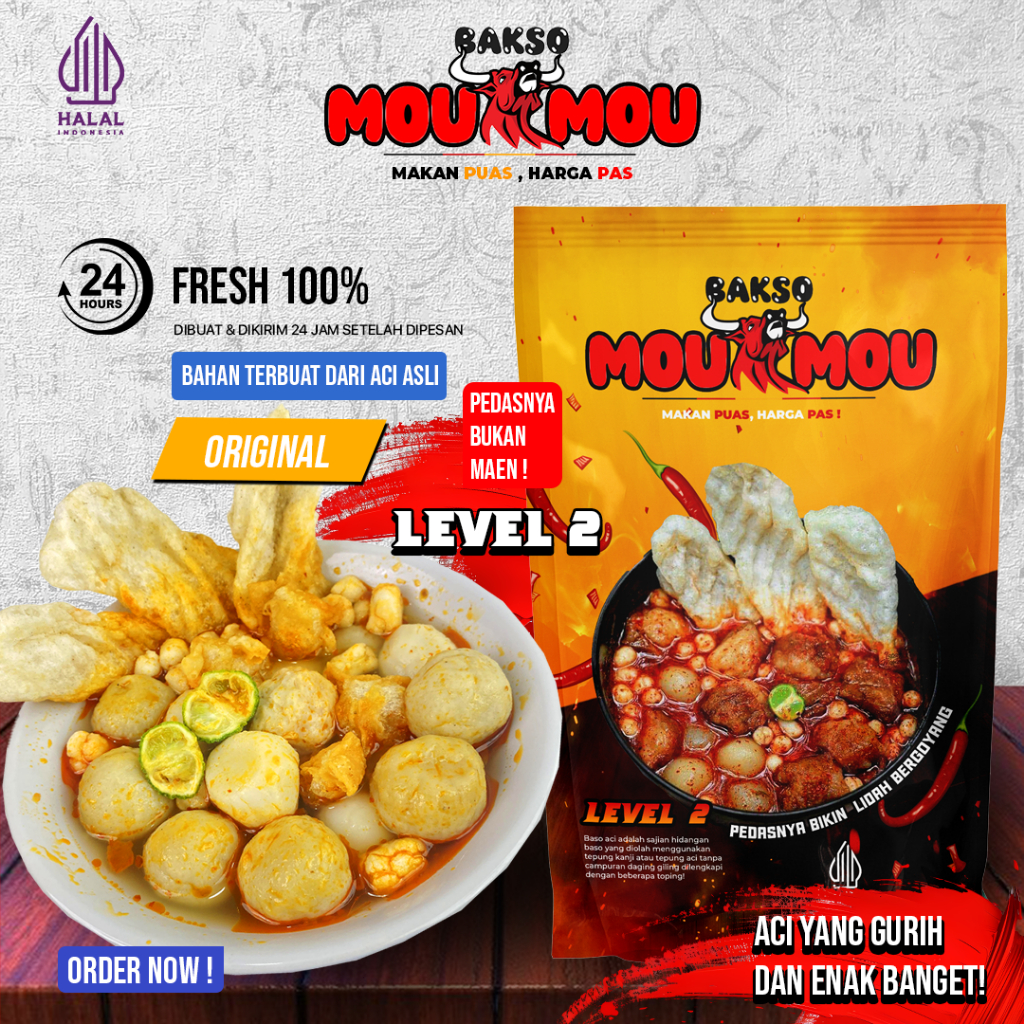 Jual 【Bakso MouMou】Baso Aci Original Varian Pedas Level 2 Boci Halal ...