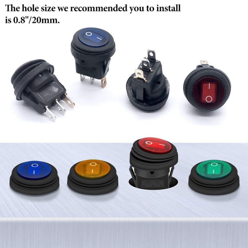 Jual Saklar Waterproof Bulat Dengan Lampu 3 pin Switch 25mm | Shopee ...