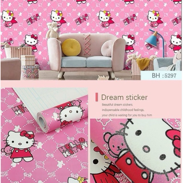 Jual Wallpaper Dinding Hello Kitty Angel Ukuran 8m s/d 10m x 45cm | Shopee Indonesia