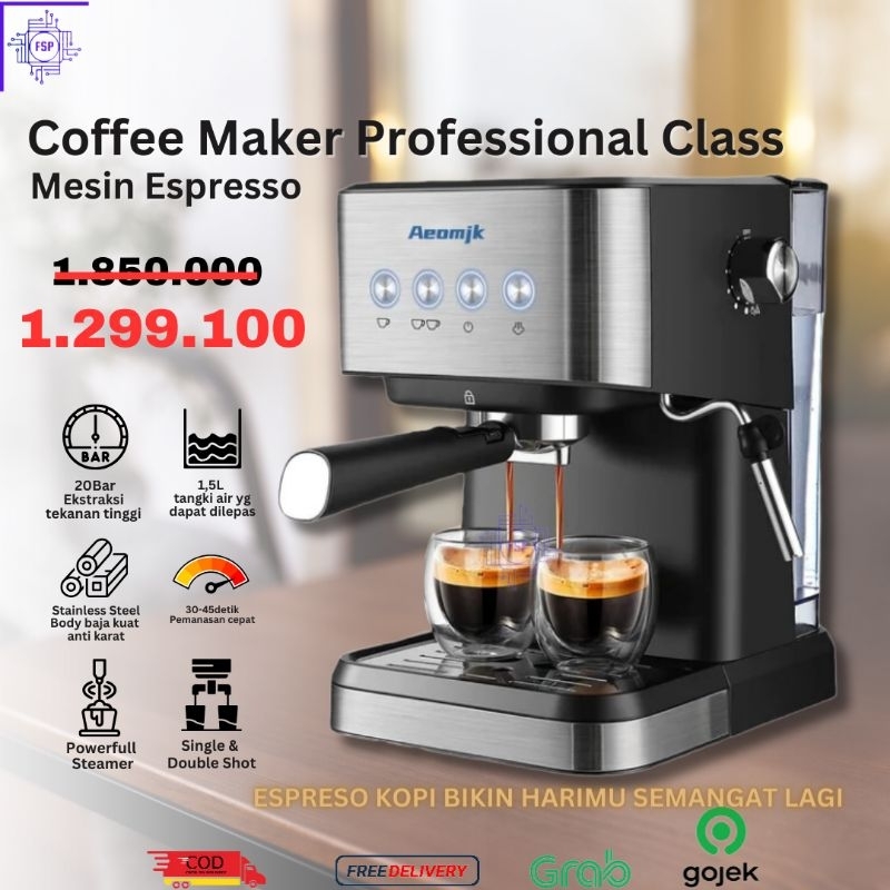 Jual AEOMIK - Mesin Pembuat Kopi Otomatis Espresso 20 Bar Pemanasan Cepat CM-3010 Coffee Maker ...