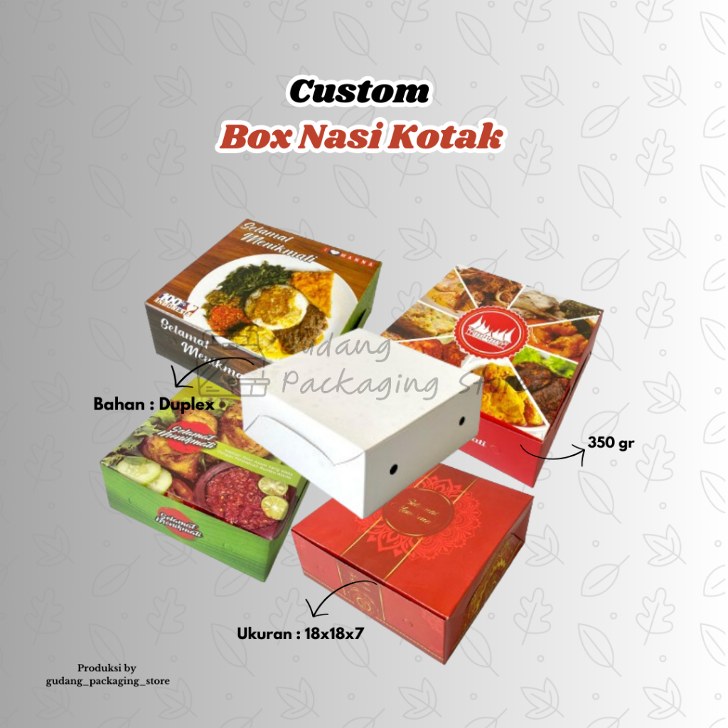 Jual Cetak Custom Box Nasi Ukuran 18x18 | Dus Nasi | Dus Kotak Nasi | Full Colour | Custom Merk ...