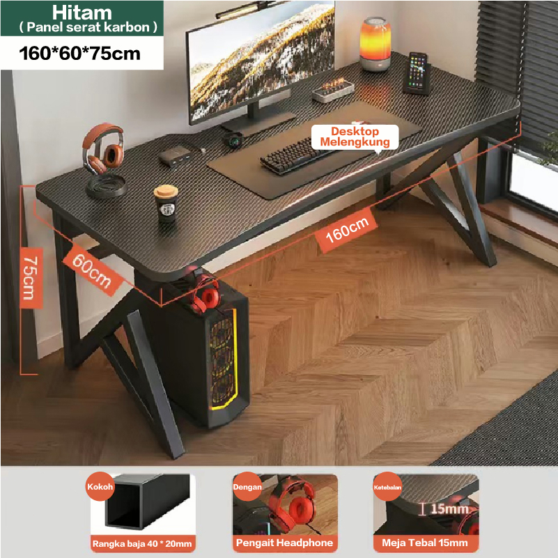 Jual Damaindah Meja Komputer Serat Karbon 140×60CM / Meja Gaming ...