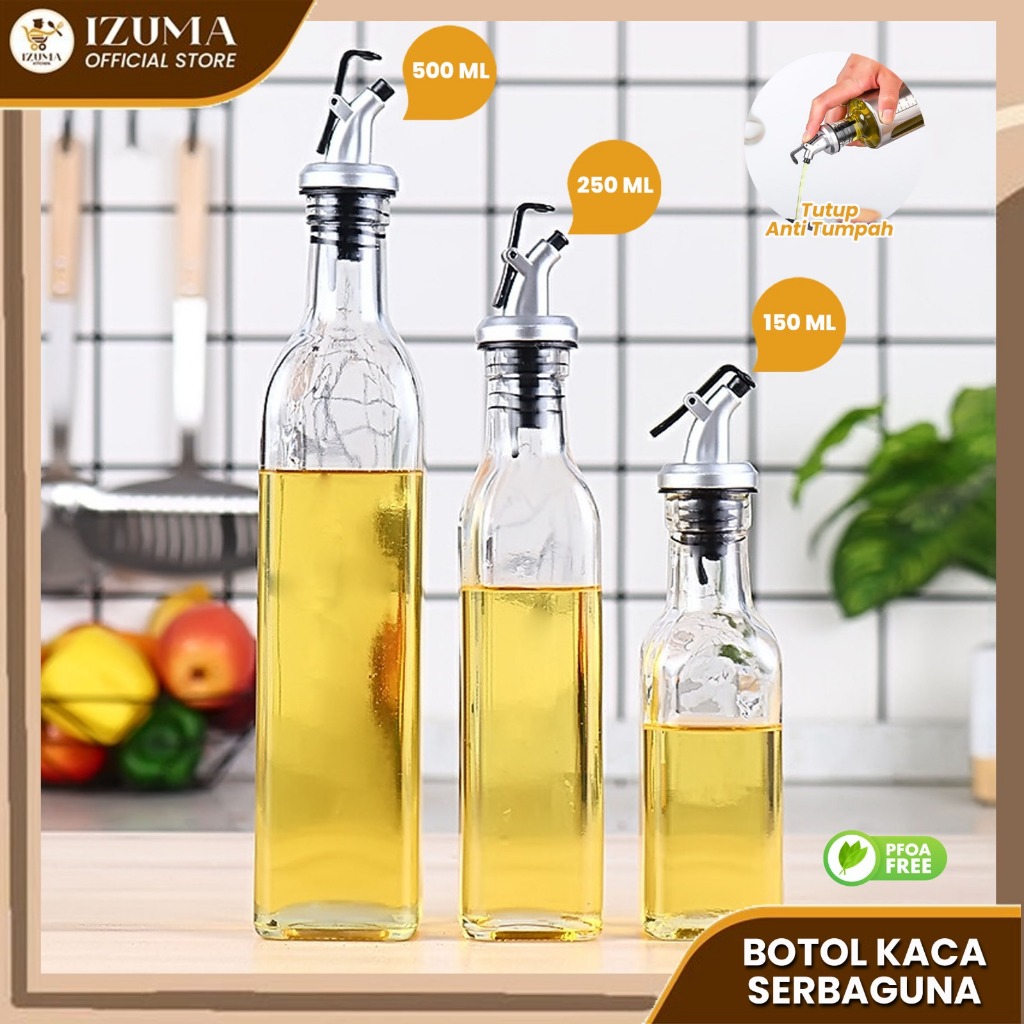 Jual IZUMA Botol Minyak Kaca Transparan 500ml Botol Cuka, kecap Set ...