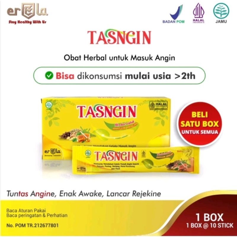 Jual TASNGIN stik Dus / Herbal Pereda Masuk Angin / Herbal jahe Meniran ...