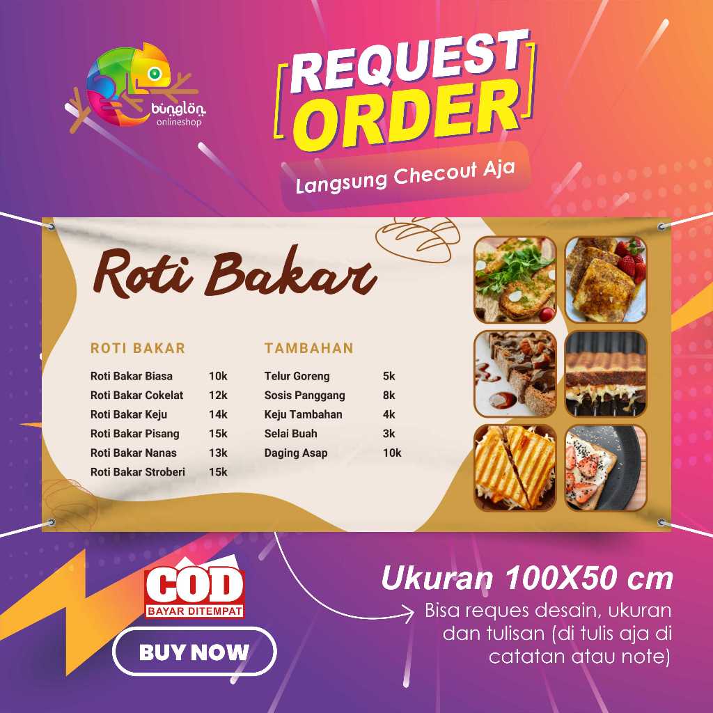 Jual Spanduk Banner Cokelat Sederhana Abstrak Menu Roti Bakar Banner ...