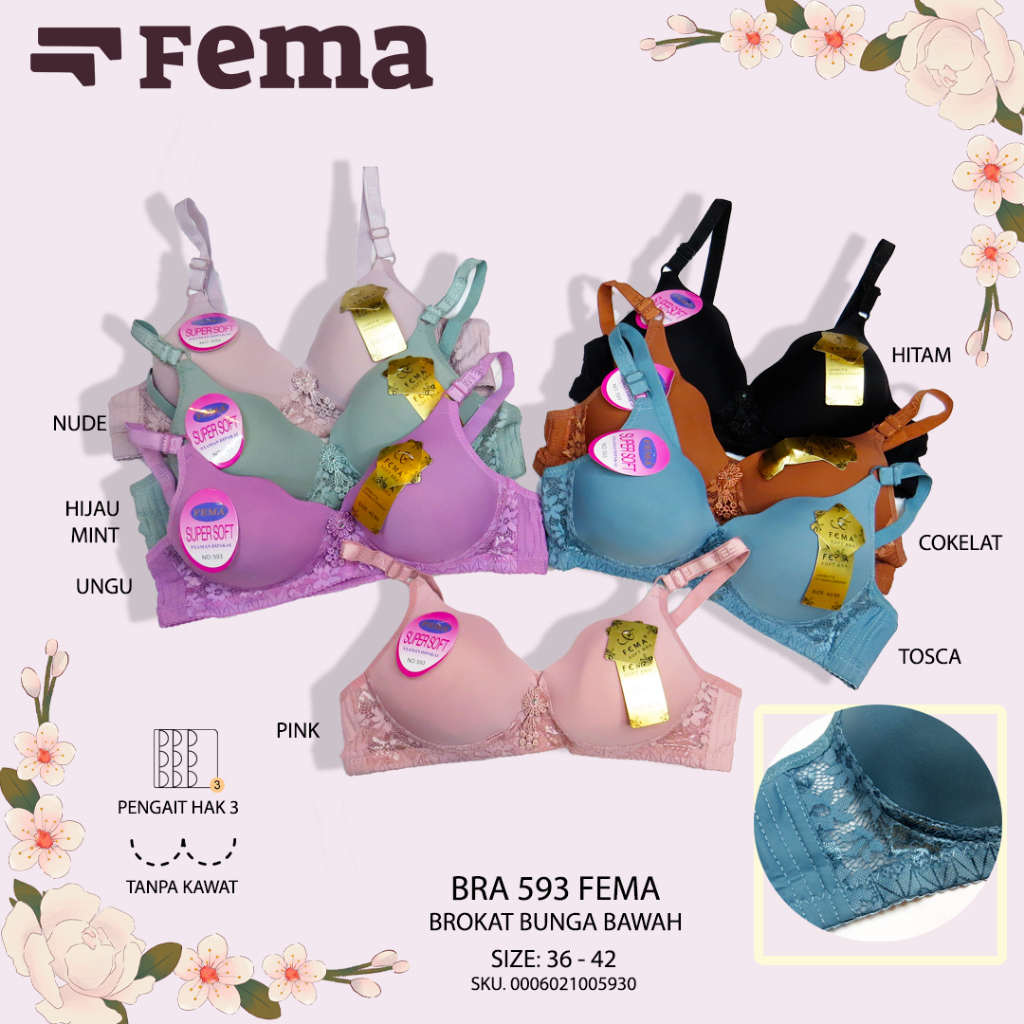 Jual FEMA Official Shop Ecer 1 pcs Bh Bra 593 Pecah Telur Brokat Tanpa ...