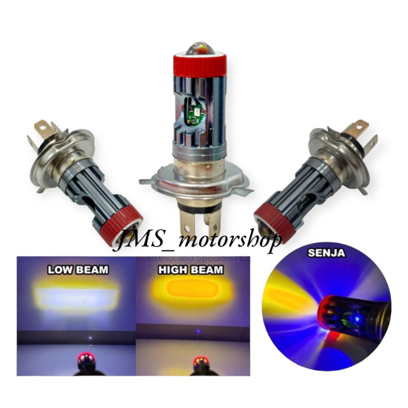 Jual PROMO LAMPU LED H4 LASER PROJIE SENJA BIRU PLUS RING BIRU 25 WATT ...