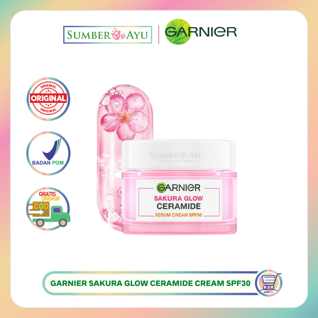 Jual SUMBER AYU Garnier Sakura Glow Ceramide Serum Day Cream SPF30/PA ...