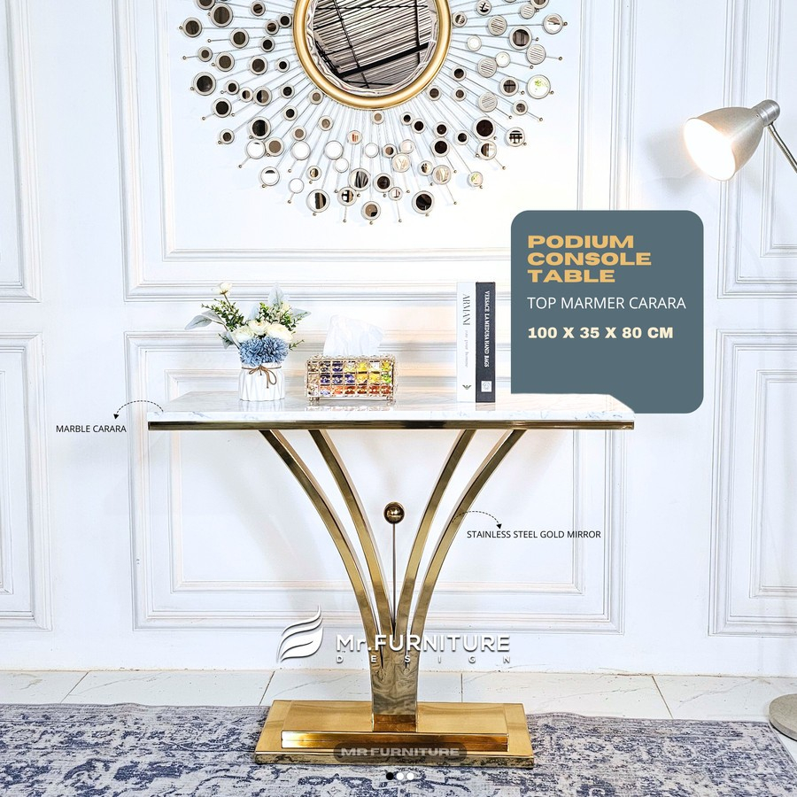 Jual Meja Konsul Podium Stainless Gold Marmer Putih Carrara | Shopee ...