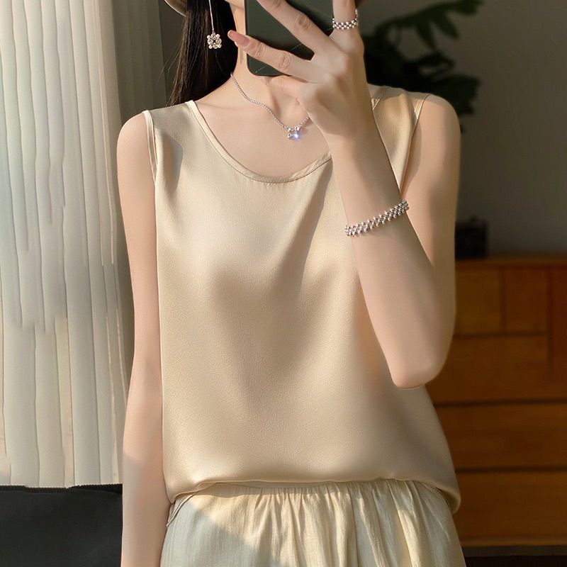 Jual tank top satin leher oval (not bisa request size jumbo big size ...