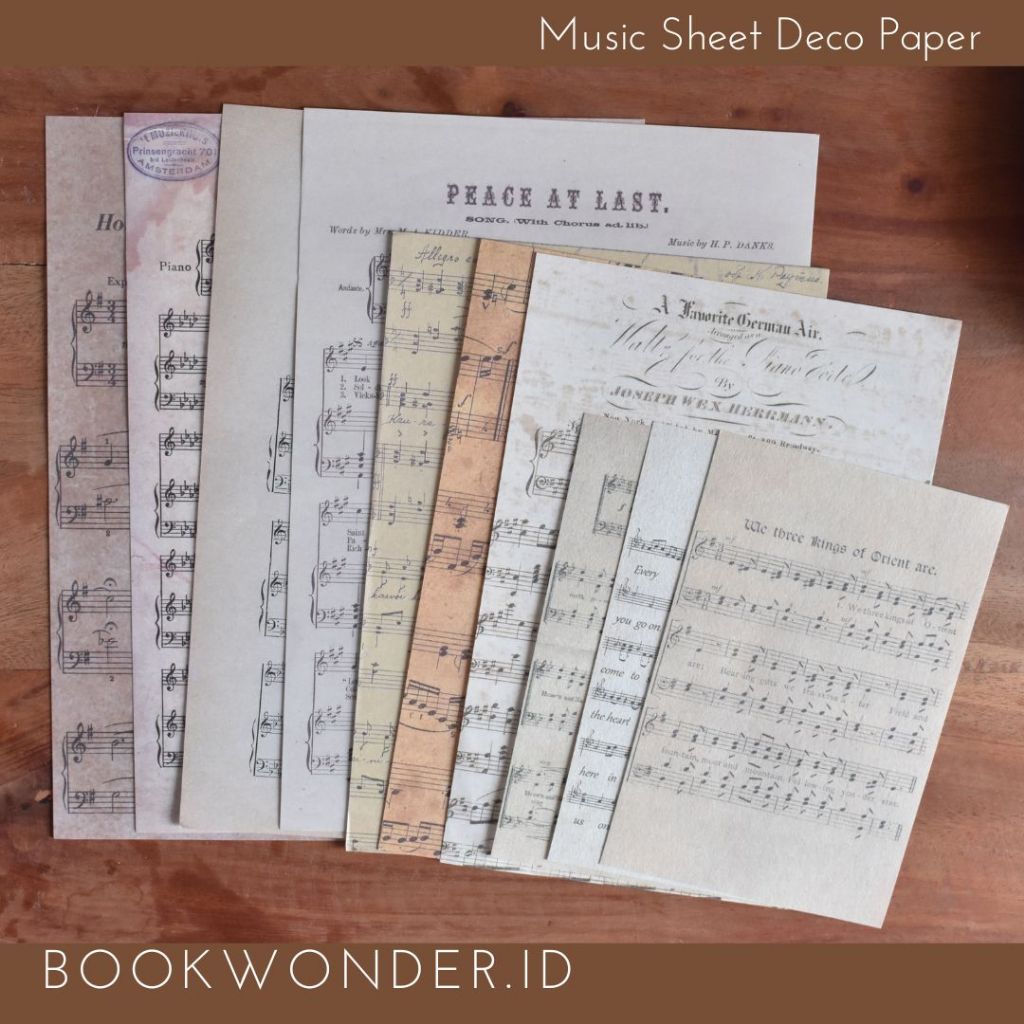 Jual 10 Lembar Music Sheet Deco Paper Vintage Kertas Musik Scrapbbok ...