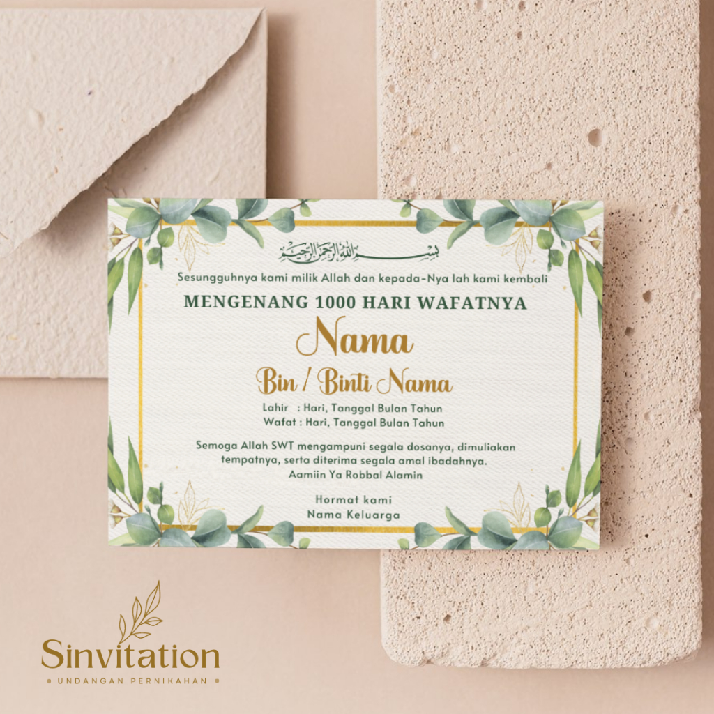 Jual Cetak Kartu/Stiker Mengenang 40/100/1000 Hari Wafatnya, Tahlil ...