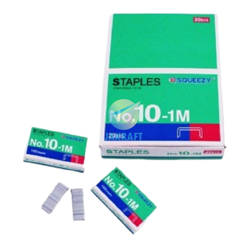 Jual (1 Box) GROSIR Staples Kecil Sedang SQUEEZY No.10-1M Refill Isi ...