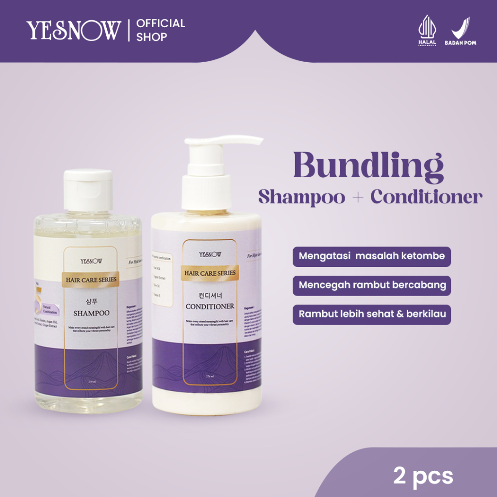 Jual Bundling Hemat Shampoo + Conditioner Yesnow - Rangkaian Perawatan Rambut Rusak | Shopee ...
