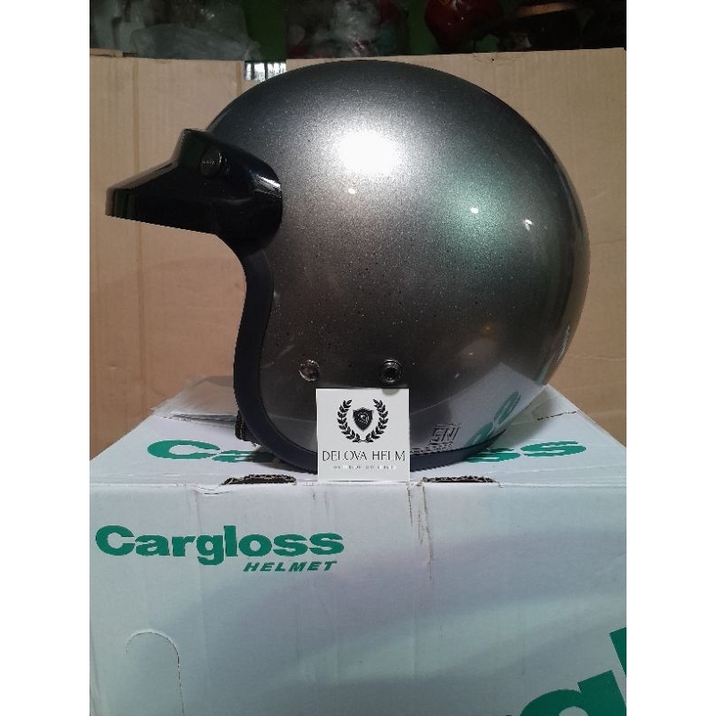 Jual HELM CARGLOSS CFM RETRO ORIGINAL [ ABU-ABU GLOSY ] | Shopee Indonesia