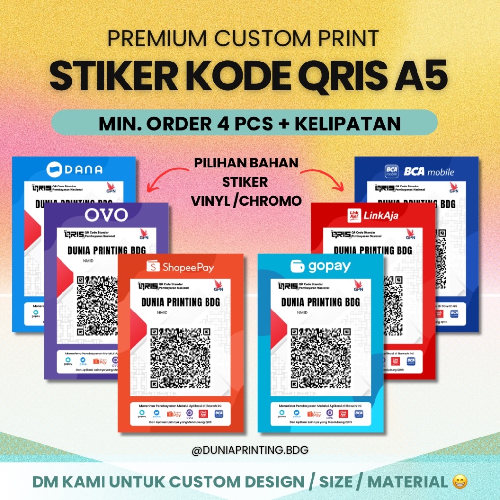 Jual [EXPRESS] Cetak Stiker QRIS A5 per Piece | Print QR Code Sticker ...