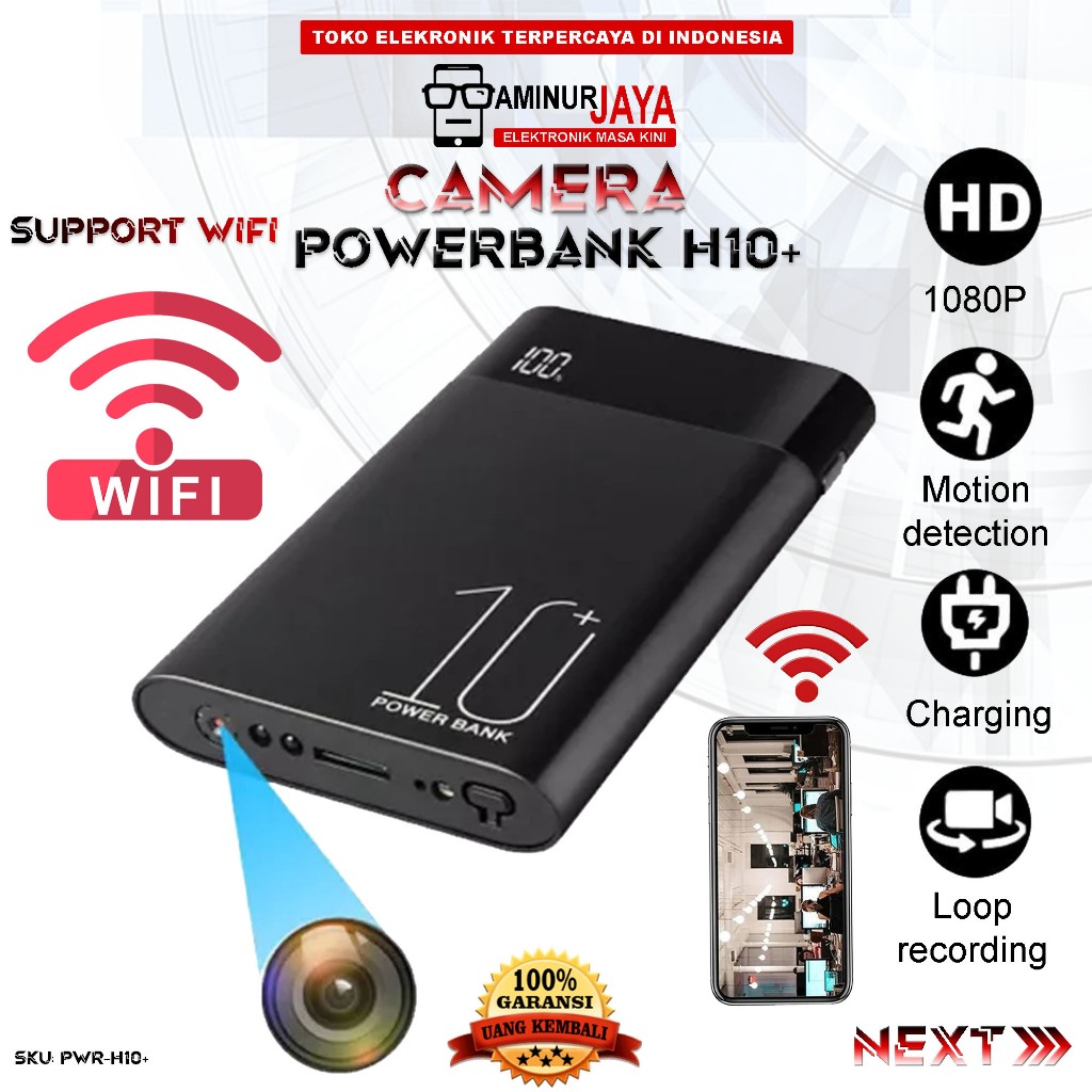 Jual Cctv Camera Spy Hidden Camera Powerbank H10+ 10000mAh Cctv Wifi ...
