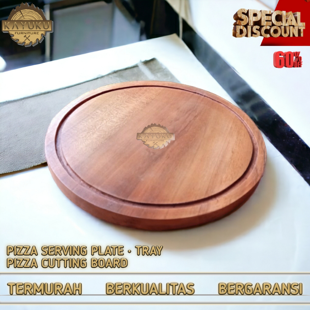 Jual Piring pizza kayu 32 cm talenan pizza nampan pizza serving board ...