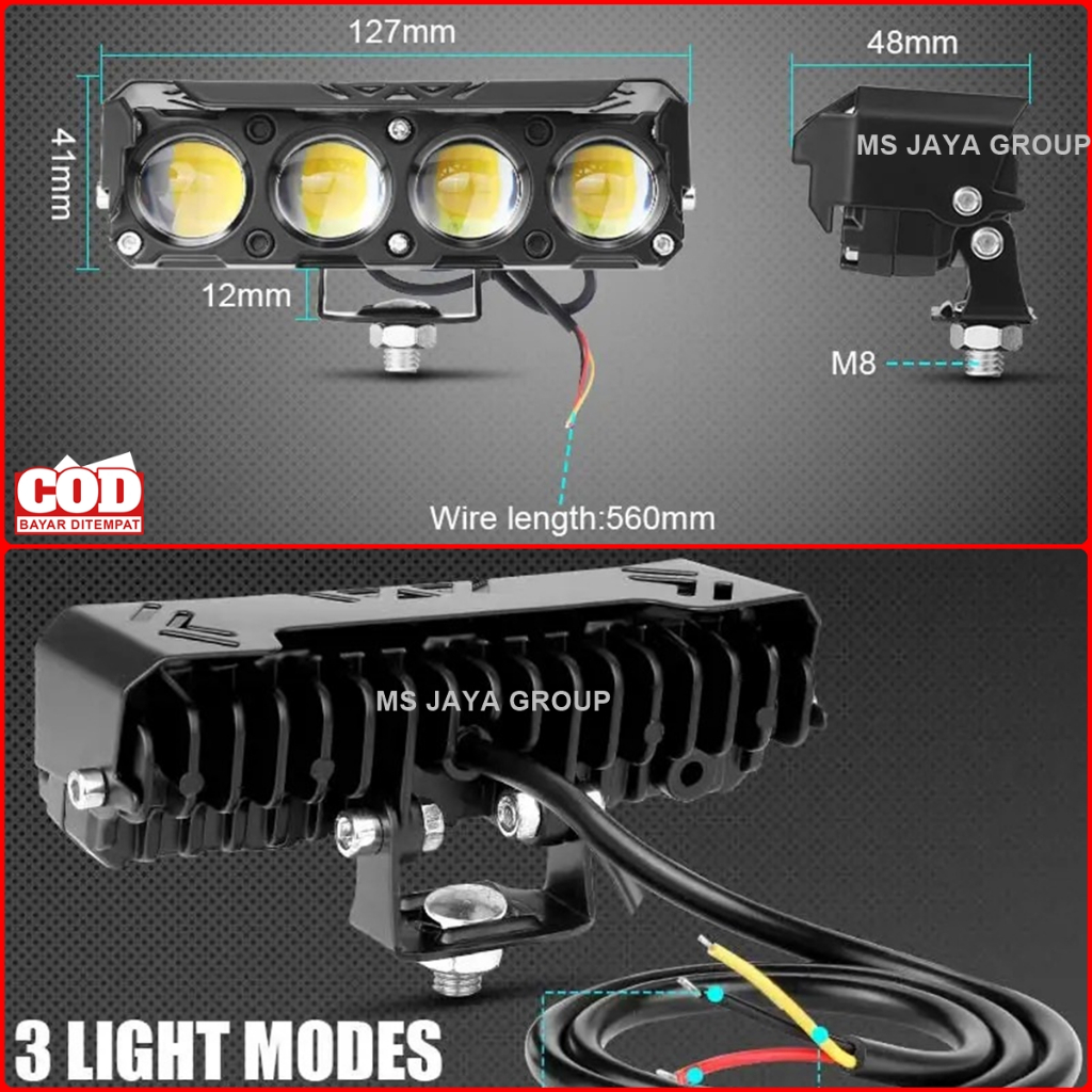 Jual Lampu Tembak LED Laser Gun SQL 4 MATA Tanpa Kipas Foglamp ECO Series DC9-36V 30W KUNING ...