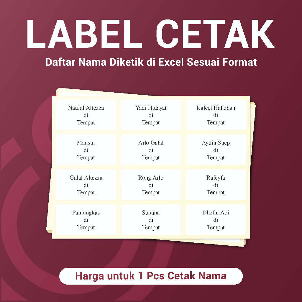 Jual Cetak Nama di Label Undangan - Cetak Saja | Shopee Indonesia
