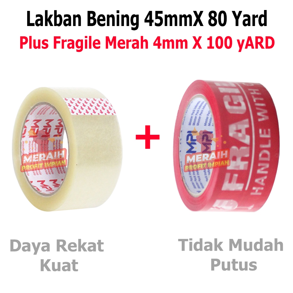 Jual PAKET HEMAT LAKBAN - Lakban Bening 45mm x 80 Yard + Lakban Fragile ...