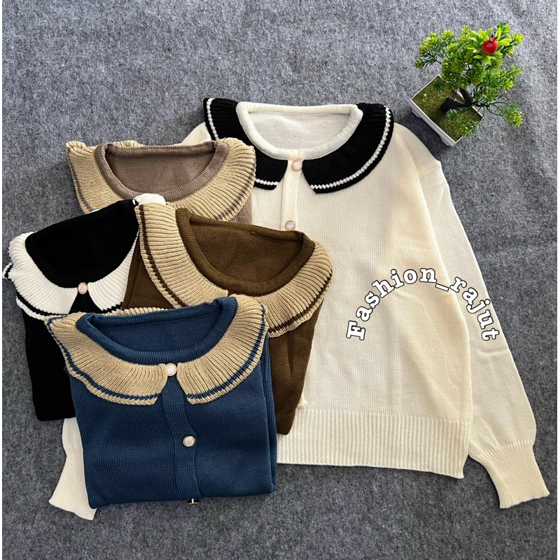 Jual Zuma Collar Cardigan Rajut Premium | Shopee Indonesia