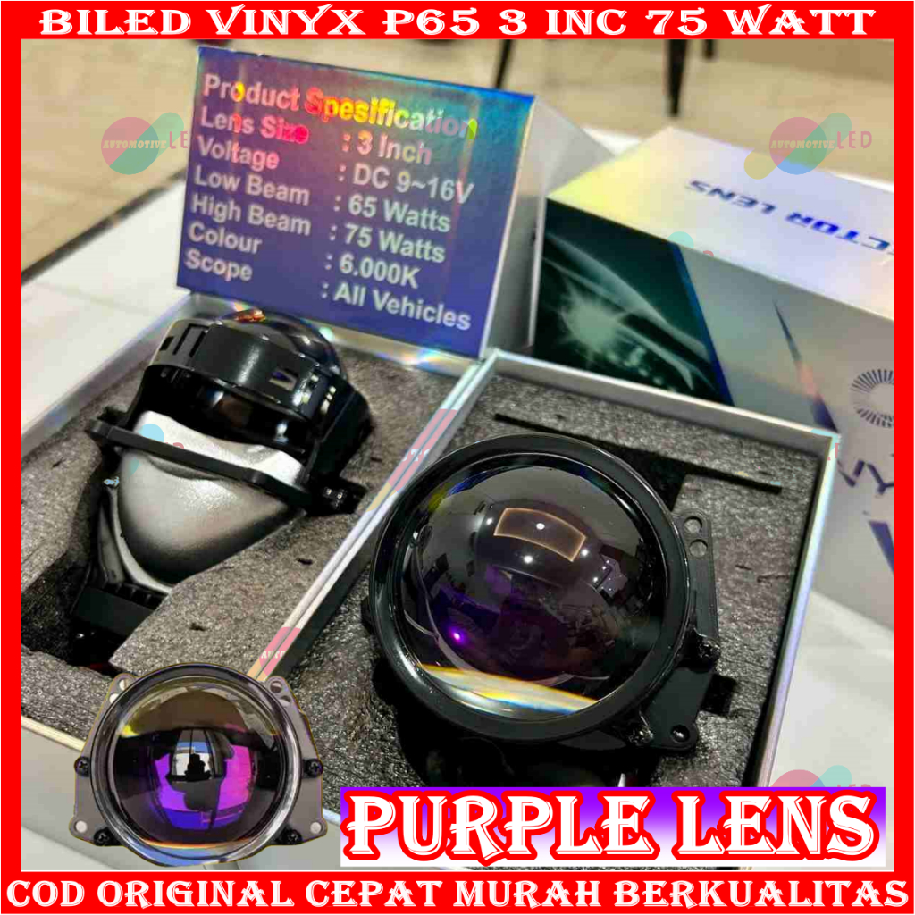 Jual ORIGINAL LAMPU BILED PROJECTOR VINYX P65 GEN 2 3 INCHI FREE DEVIL ...