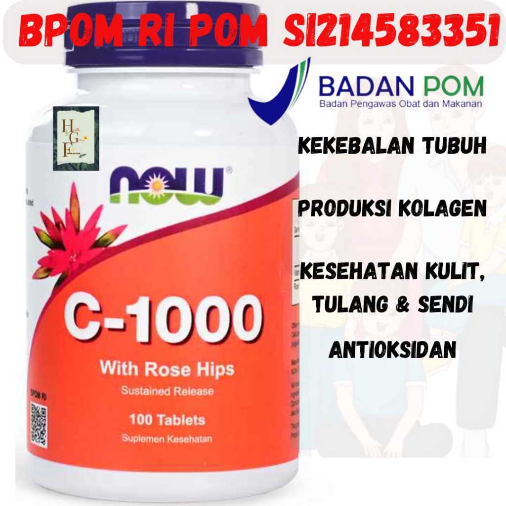 Jual Now Foods Vitamin C-1000 Vit C 1000mg Sustained Release Rose Hips ...