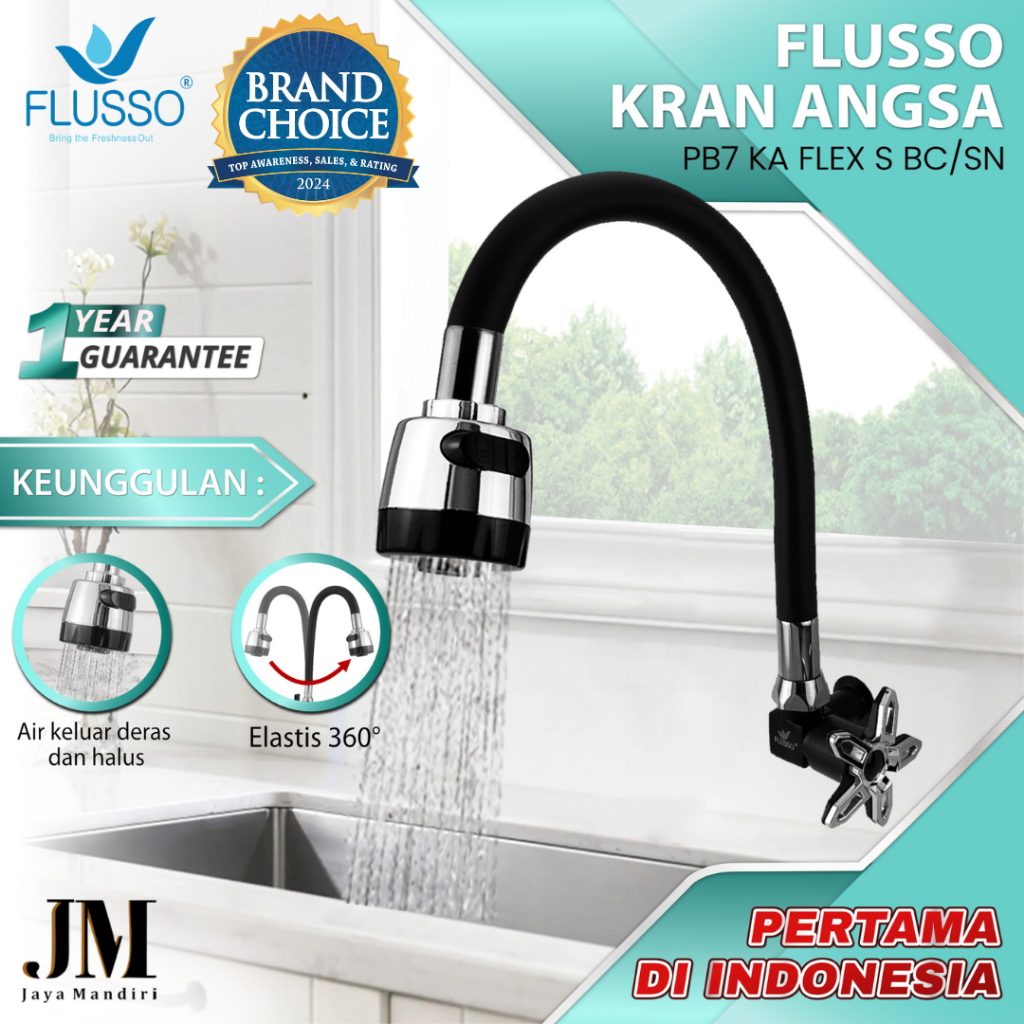 Jual Kran Angsa Fleksibel Tembok Flusso / Kran Angsa Cuci Piring Black ...