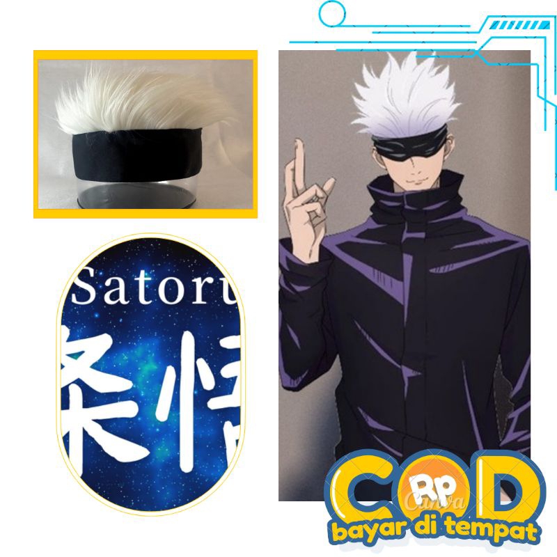 Jual Topi rambut palsu pria, wik cosplayer SATORU GOJO topi bulu korea ...