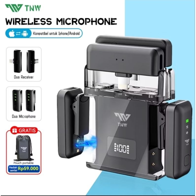 Jual wireless microphone mic clip on dual TNW A21 microphone lavalier ...