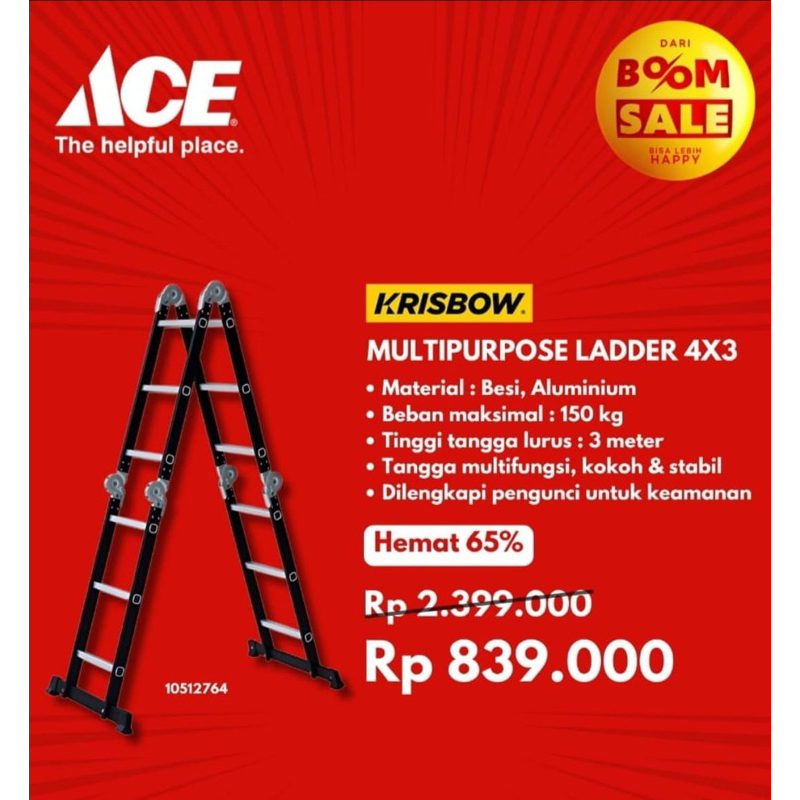 Jual KRISBOW Tangga Lipat / Ladder 3 Meter | Shopee Indonesia