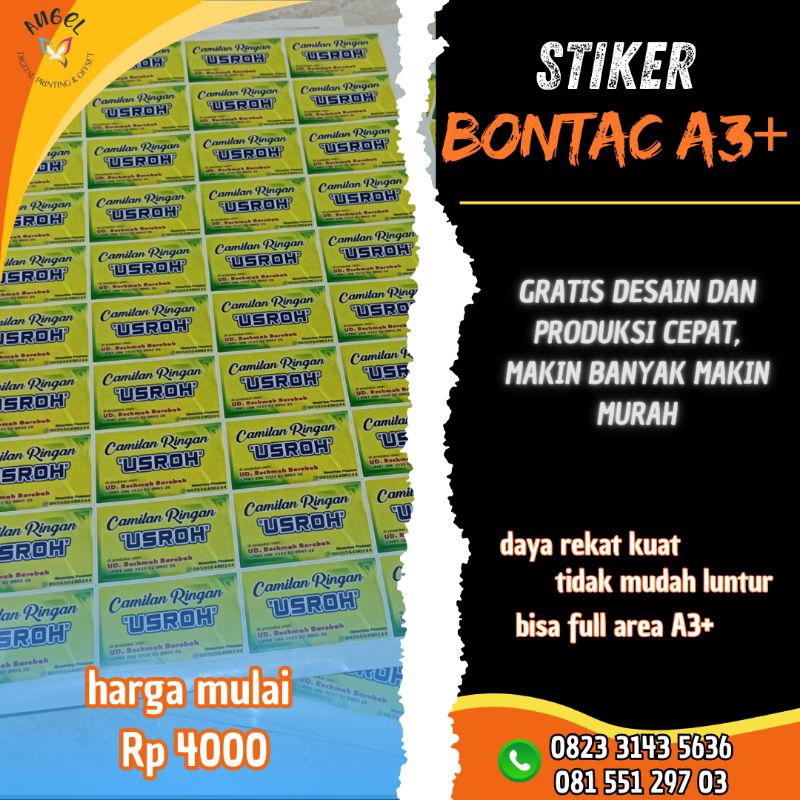 Jual CETAK STIKER BONTAC/CHROMO A3+ | Shopee Indonesia