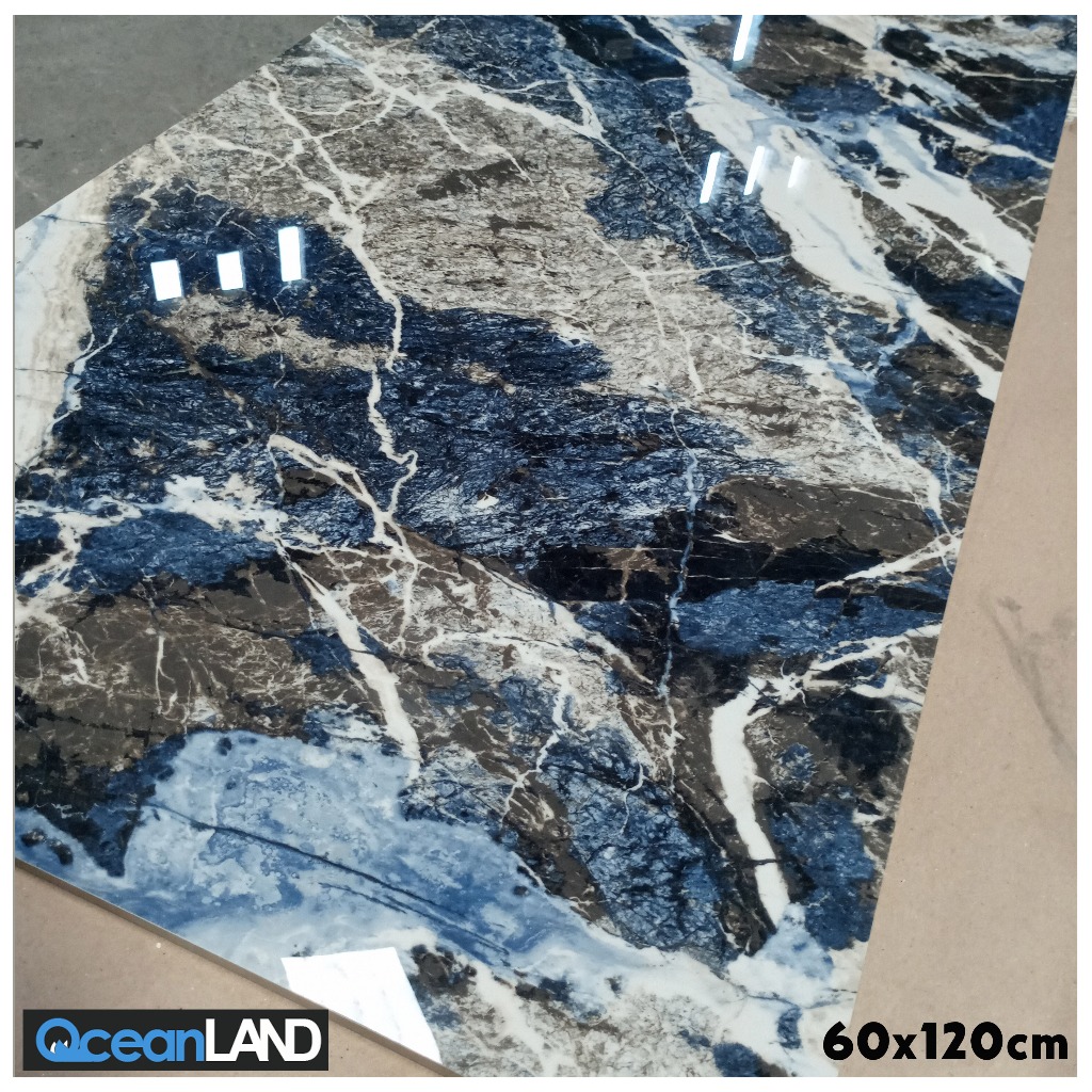 Jual Granit lantai 60x120 Marmer Biru Antik Super Glossy Grade AAA ...