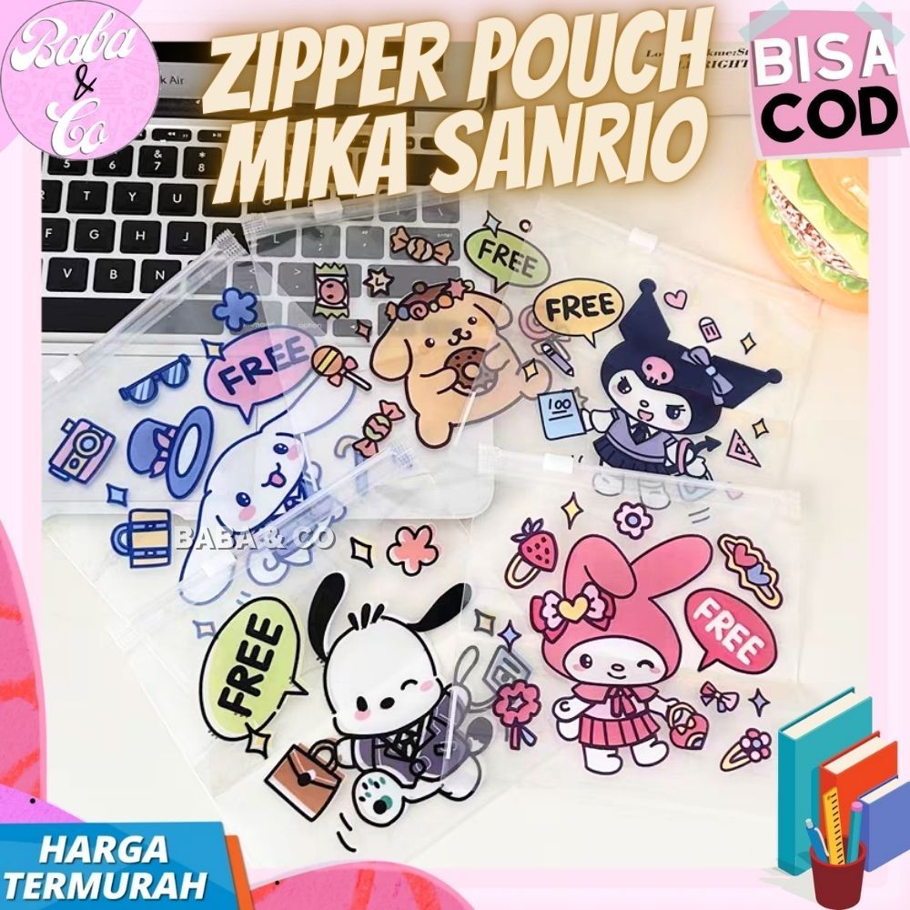 Jual ZIPPER POUCH MIKA SANRIO KANTONG PLASTIK SANRIO MINI LUCU IMU ...