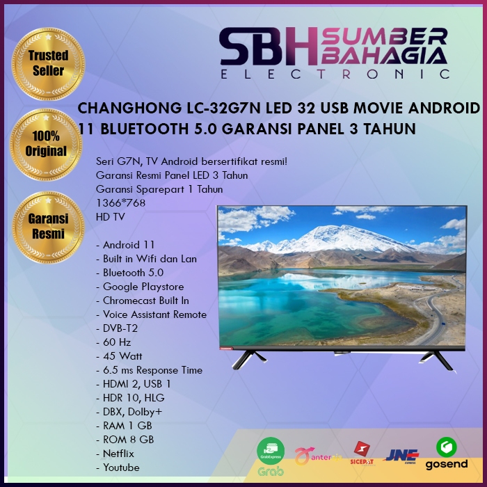 Jual CHANGHONG LC-32G7N LED 32 USB MOVIE ANDROID 11 BLUETOOTH 5.0 GARANSI PANEL 3 TAHUN (NEW ...