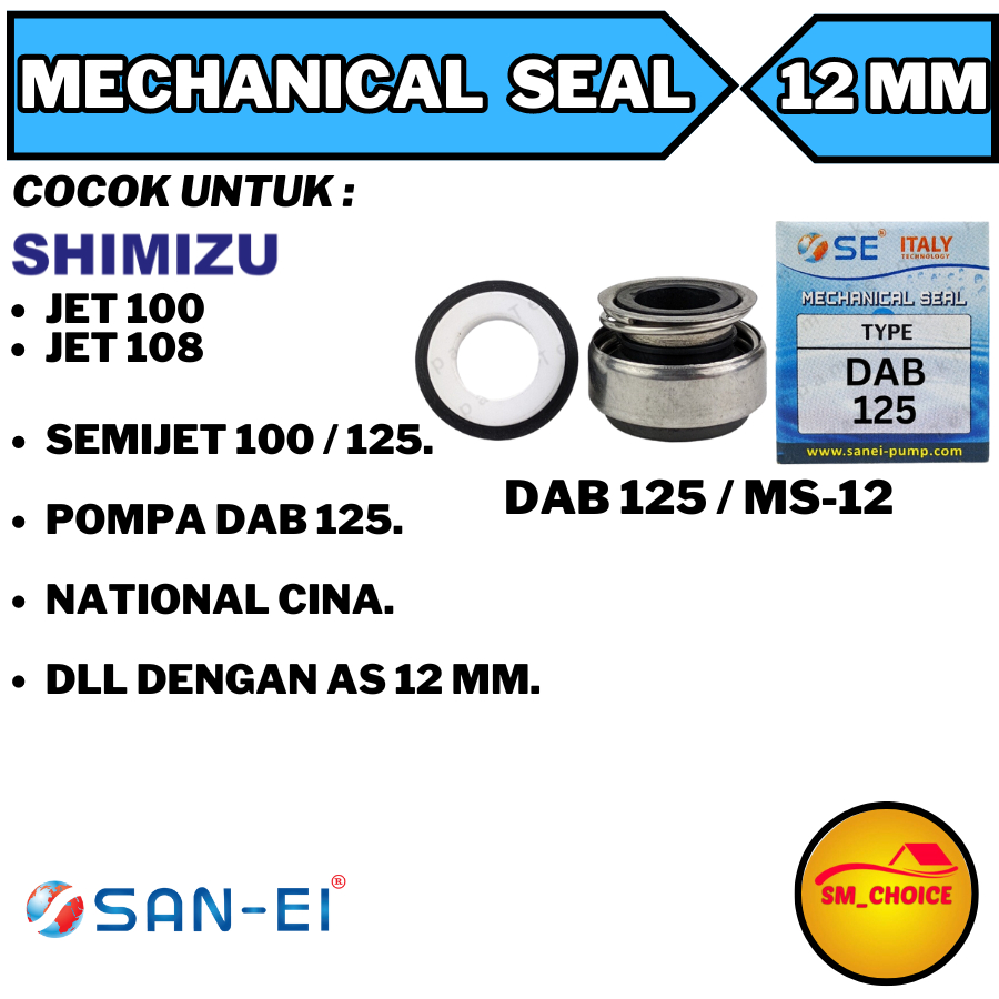 Jual SAN EI MECHANICAL SEAL DAB 125/ DB 125 SIL MEKANIK POMPA SHIMIZU 108 MS-12 | Shopee Indonesia
