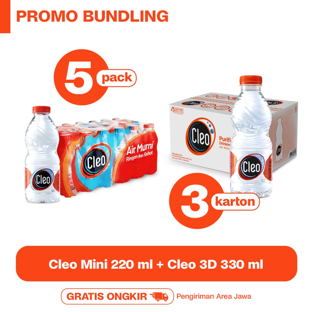Jual Paket Hemat Air Murni Cleo 3D 330 ml 3 Karton & Cleo Mini 220 3D 5 packs | Shopee Indonesia