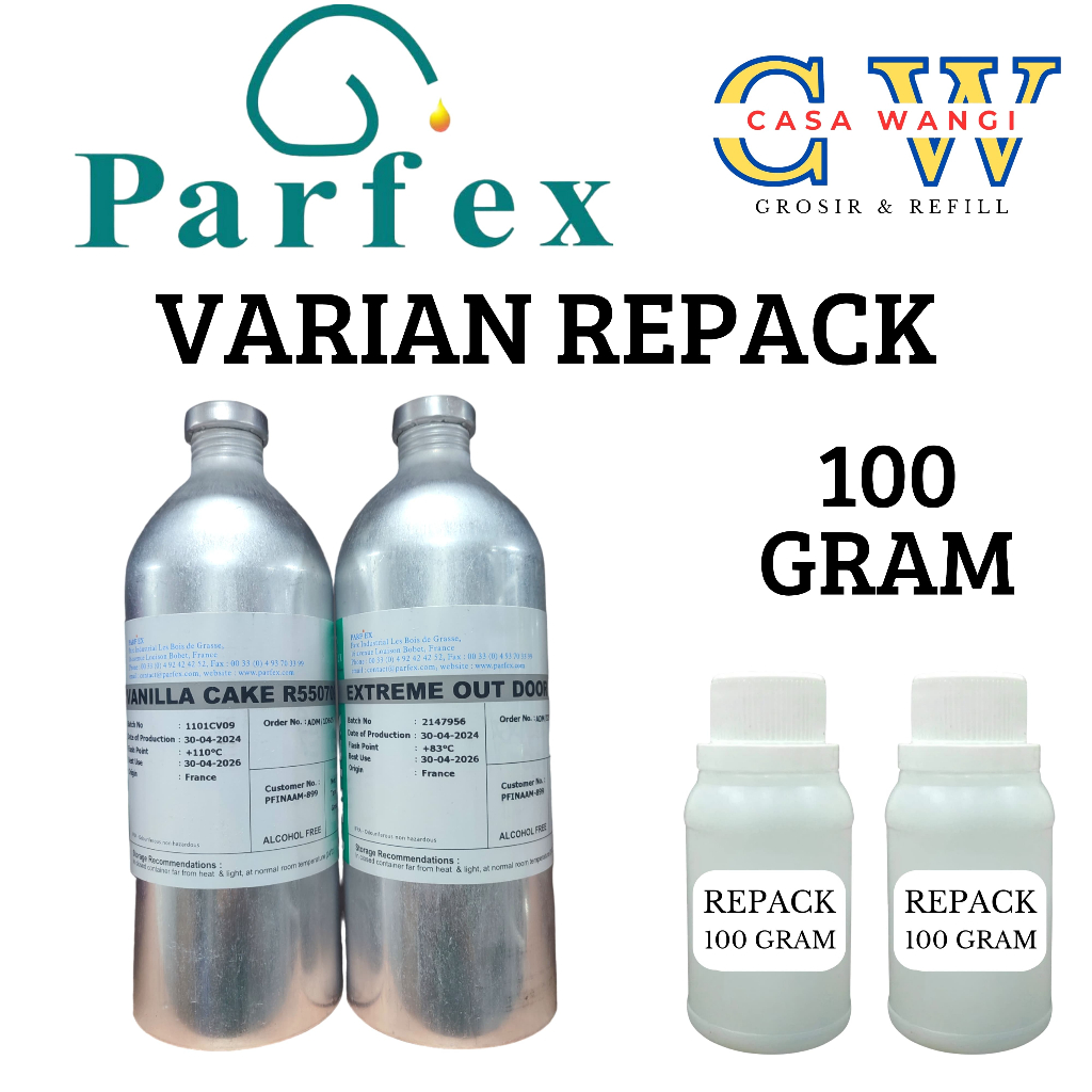 Jual (100 GR) PRODUK PARFEX VARIAN REPACK 100 GRAM.BIBIT PARFUM PARFEX ...