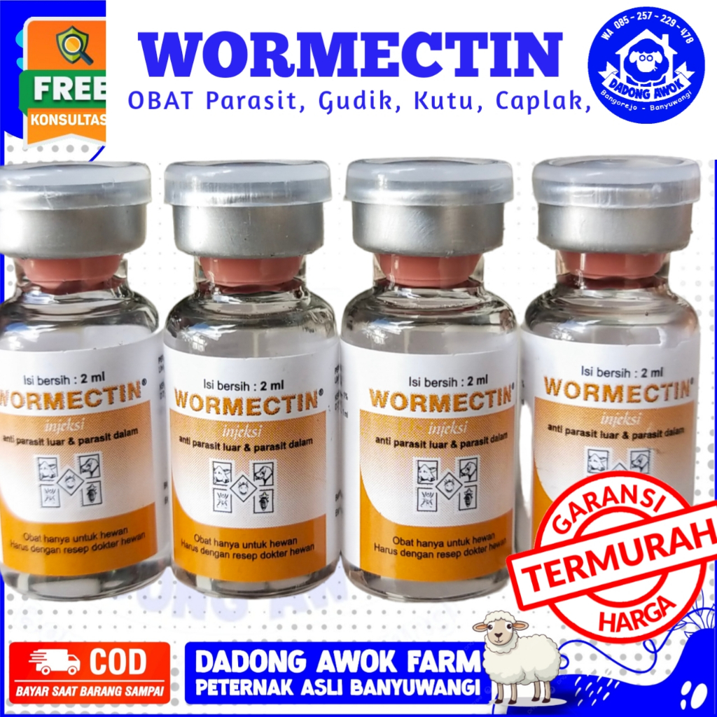 Jual WORMECTIN 20 ml Obat Gudik, Kutu, gatal Caplax, Parasit, Tungau ...