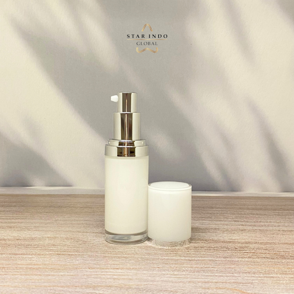 Jual LUXURY SERIES Botol Skincare Botol Pump Putih Solid Silver 15 ml ...