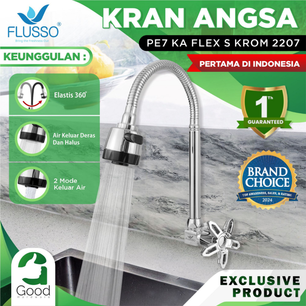 Jual Kran Angsa Leher Fleksible / Flusso Kran Cuci Piring Flexible Drat ...
