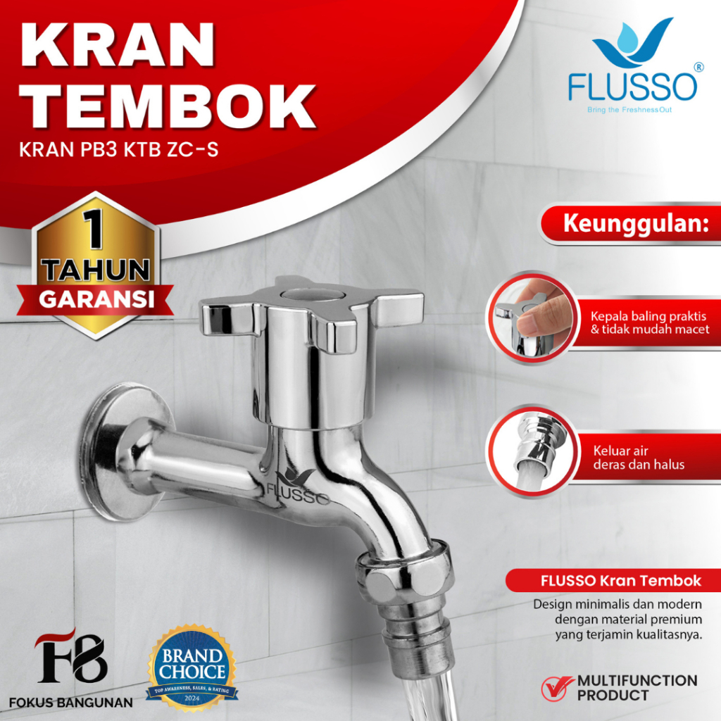 Jual KRAN AIR Tembok Kamar Mandi FLUSSO Keran Mesin Cuci Taman 1/2 Inch ...