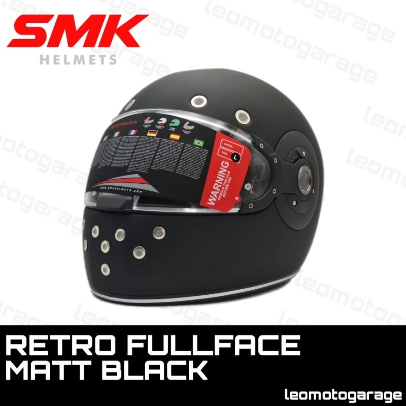 Jual HELM SMK RETRO FULL FACE POLOS MATT BLACK | Shopee Indonesia