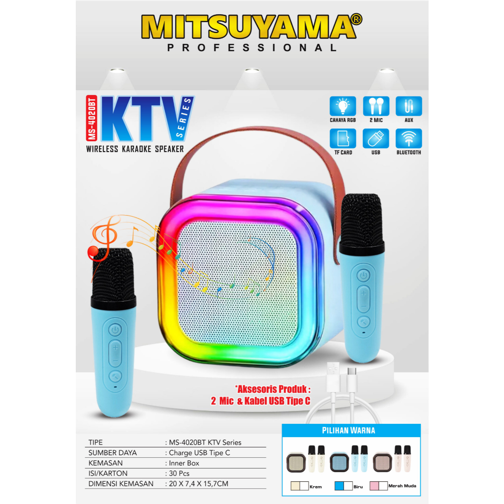 Jual Speaker Wireless Karaoke MS-4020BT series KTV 2 Mic Bluetooth Portable Mitsuyama Hadiah ...