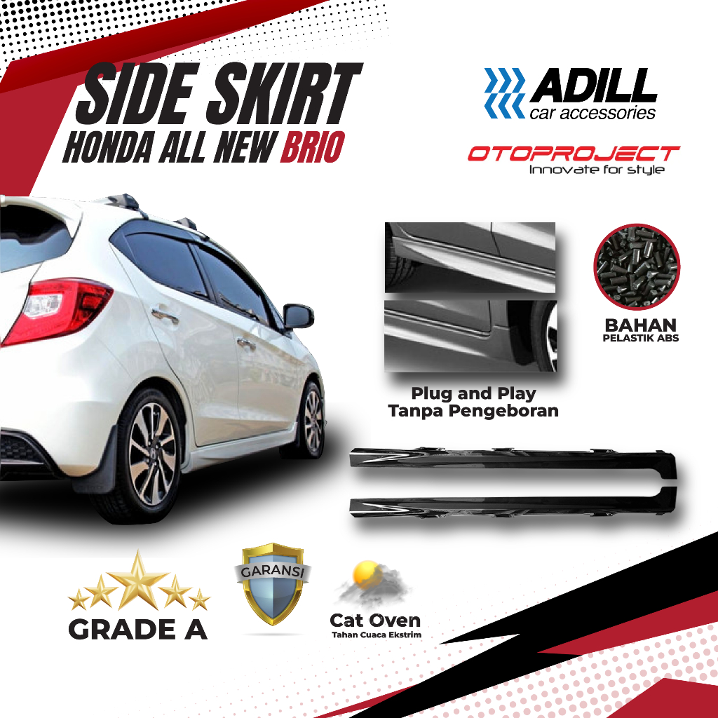 Jual side skirt body kit all new brio original Honda 2018-2024 | Shopee ...
