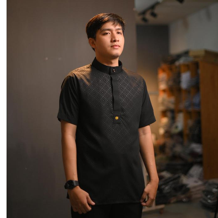 Jual Kurta Motif Lengan Pendek Hitam Couple Dewasa Anak | Shopee Indonesia