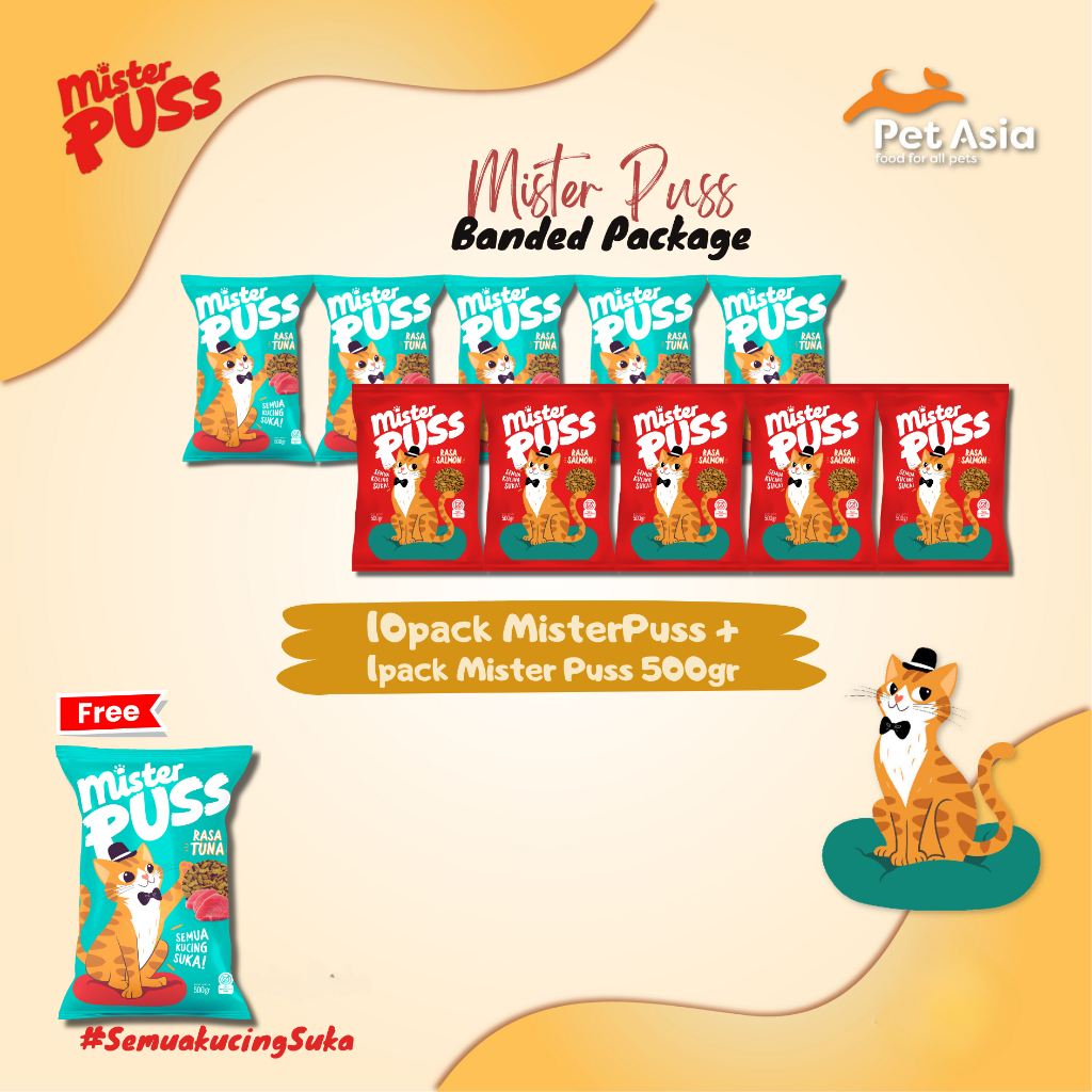 Jual 10 Pack + 1 Pack Mister Puss Salmon / Tuna 500 gr | Shopee Indonesia