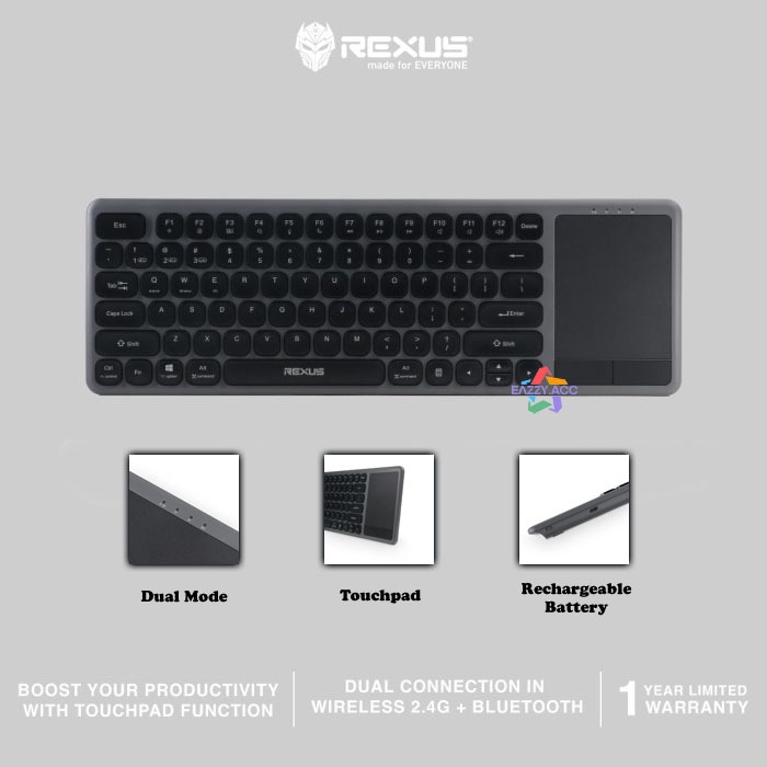 Jual Keyboard Rexus KL200 KL-200 Wireless Bluetooth Touchpad | Shopee ...